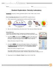 Density Lab SE Docx Name Date Babe Exploration Density Laboratory Vocabulary Buoyancy