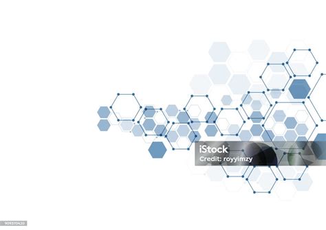기술 배경 및 과학 스타일에서 추상 육각 분자 구조 의료 디자인입니다 벡터 일러스트 레이 션 과학에 대한 스톡 벡터 아트 및