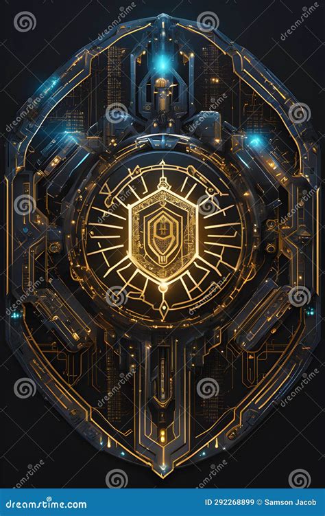 A Captivating Image Of A Futuristic Tech Shield Cybersecurity Fortress Protecting A Digital