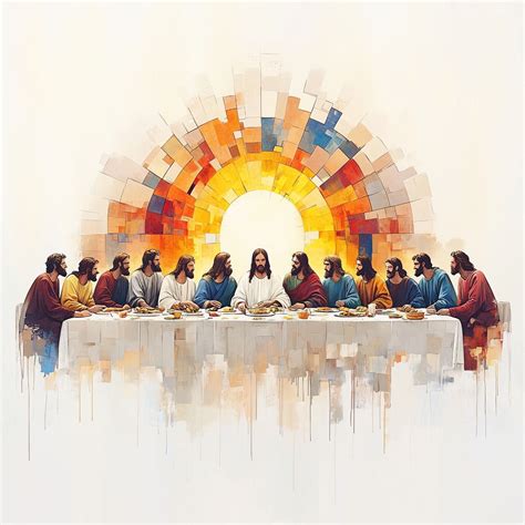 Best 11 Watercolor Last Supper Digital Clipart Jesus Printable Wall Art