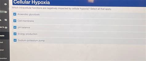 Solved Cellular Hypoxiawhich Intracellular Functions Are