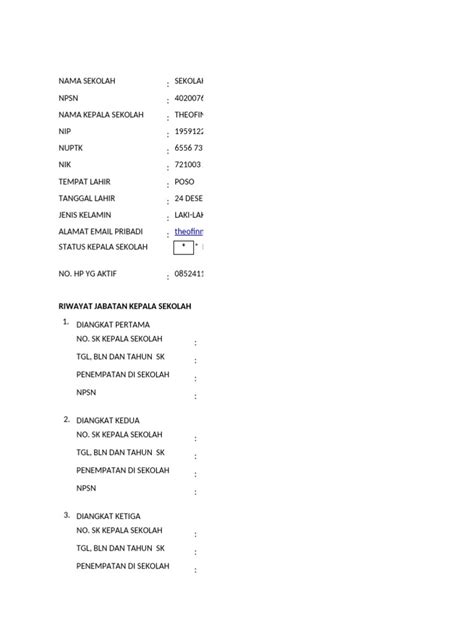 Format Data Kepala Sekolah Sd Inpres 1 Kamarora Pdf