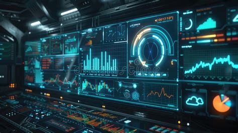 Hightech Interface With Futuristic Data Visualizations And Analytics For Advanced Data Analysis