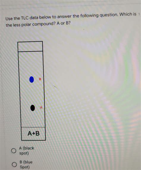 solved use the tlc data below to answer the following
