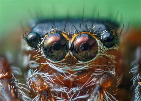 Jumping Spider Eyes Close Up Portrait Of Juping Spider Evarcha
