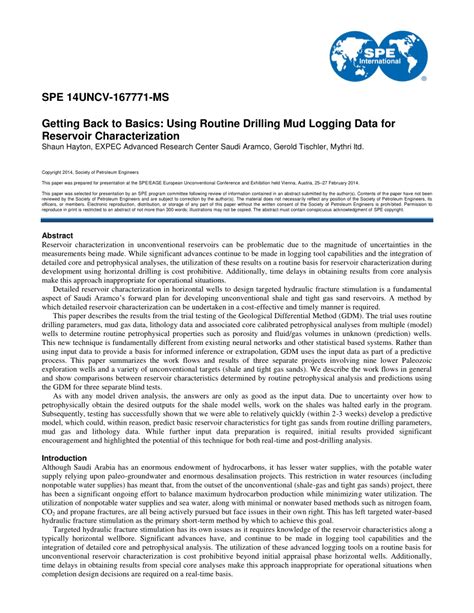Pdf Getting Back To Basics Using Routine Drilling Mud Logging Data For Reservoir Characterization