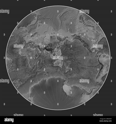 Philippine Sea Tectonic Plate On The Grayscale Elevation Map In The Lagrange Projection Centered