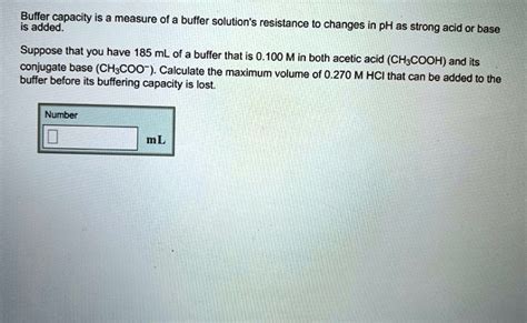solved buffer capacity is a measure of a buffer solution s resistance