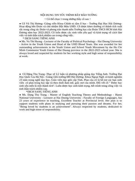 N I Dung Tin T C Trình Bày Báo Tư NG | PDF