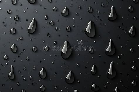 White Rain Drops On Black Background Seamless Pattern Minimalist