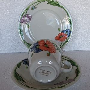 Retro Midcentury Villeroy And Boch Amapola Trio Cup Saucer And Side Plate