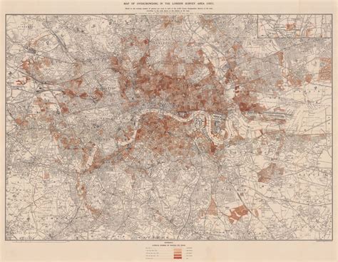 Charles Booth Map Of Overcrowding In The London Survey Area 1931