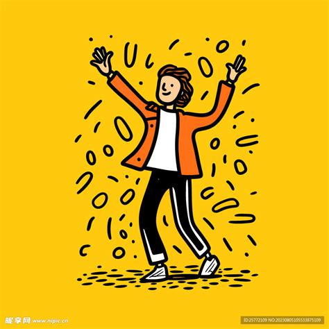 橙色简笔画动漫人物设计图 广告设计 广告设计 设计图库 昵图网