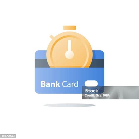 지불 할부 신용 카드 은행 서비스 빠른 금융 솔루션 스톱 워치 아이콘 인스턴트 트랜잭션 시간 기간 개념에 대한 스톡 벡터 아트 및 기타 이미지 Istock