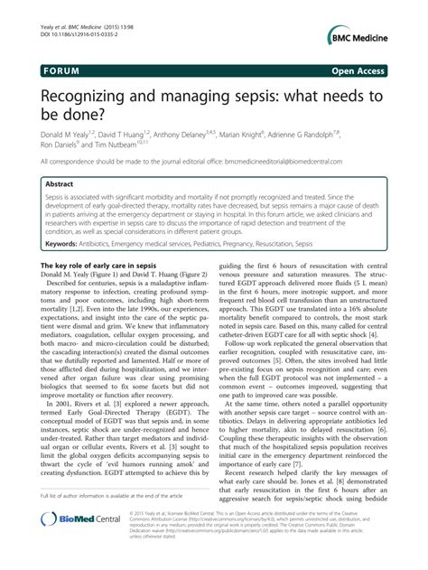 Pdf Recognizing And Managing Sepsis What Needs To Be Done