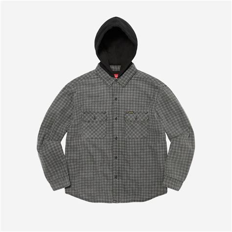 슈프림 하운드스투스 플란넬 후드 셔츠 블랙 22fw Supreme Kream