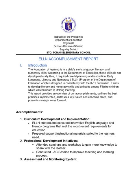 Elln Report Pdf Educational Assessment Literacy