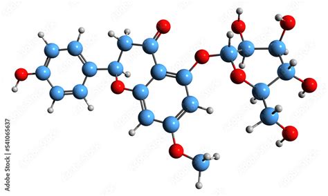3d Image Of Sakuranin Skeletal Formula Molecular Chemical Structure Of Flavanone Isolated On