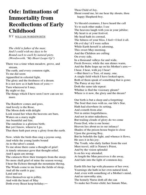 Wordsworths Ode On Immortality Pdf