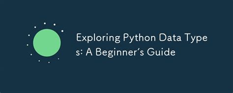 探索 Python 資料類型：初學者指南 Python教學 Php中文網