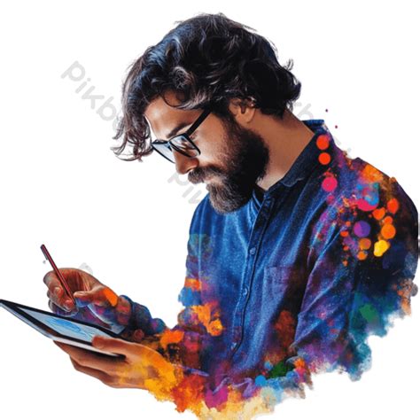 web developer working on digital table with coding tools and laptop png