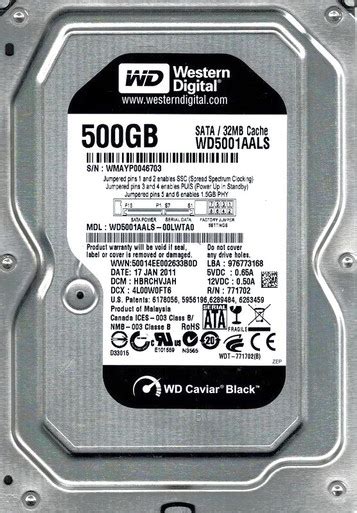 Western Digital WD5001AALS-00J7B1 - 500GB 7.2K RPM SATA 3.5" Hard Drive ...