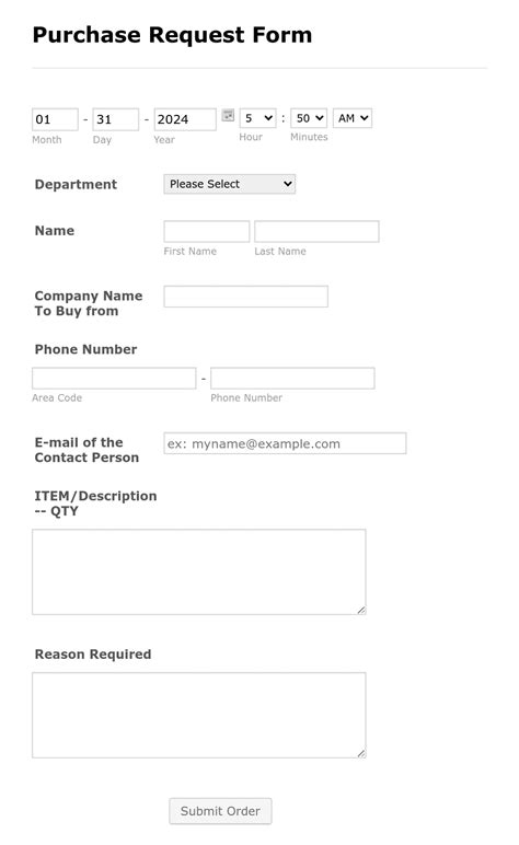 Purchase Order Request Form