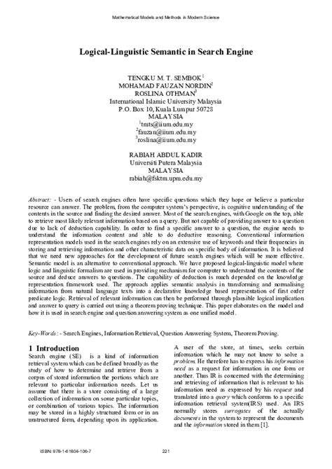 Pdf Logical Linguistic Semantic In Search Engine