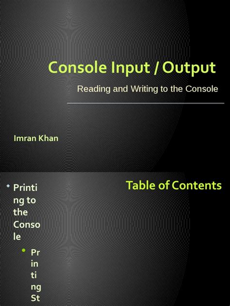 Console Input Output Reading And Writing To The Console Pdf Computer Programming