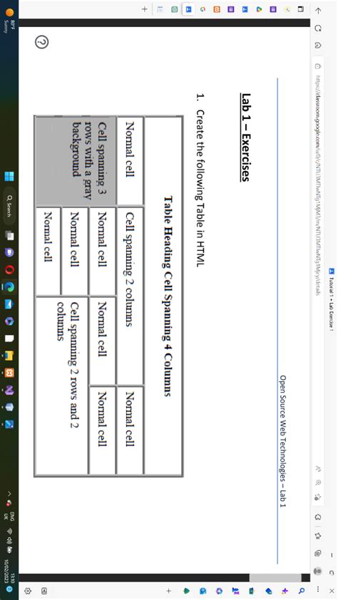 solved 1 create the following table in html