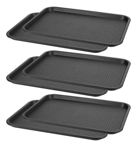 Juego De 6 Bandejas De Plástico Negro 40 X 30 Cm Para Comida Negro