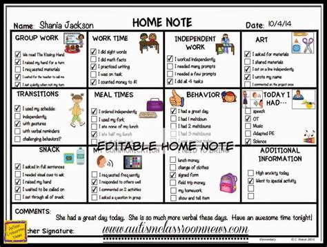 Preschool Daily Communication Sheet At Brain Ervin Blog
