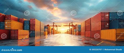 efficient logistics container terminal with cargo containers and top