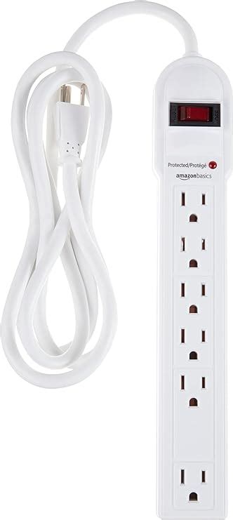 Amazon Basics Outlet Surge Protector Power Strip Foot Long Cord Joule White Amazon