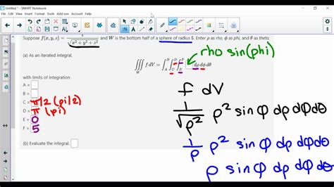 Solved Texts Suppose F Y Z 1 And W Is The Bottom Half Of A Sphere Of Radius 6 Enter ρ As