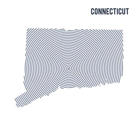 Vector Abstract Hatched Map Of State Of Connecticut With Spiral Lines Isolated On A White