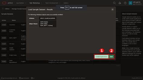 Sample Datasets Oracle Apex