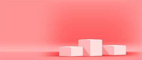 화장품 메이크업 제품 쇼케이스를 위한 레드 받침대 무대 제품 디스플레이를 위한 모던 포디움 3단계 광고 배경 복사 공간 3d 일러스트레이션을 위한 포디움 받침대 3층 0명에