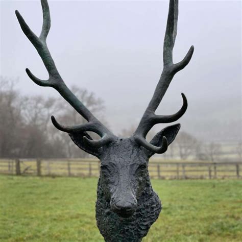Red Stag Head Bronze Sculpture Charles Elliott Sculpture