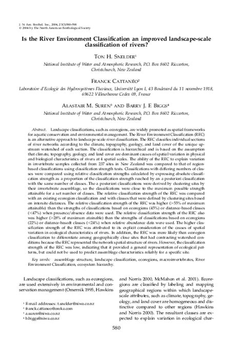 Pdf Is The River Environment Classification An Improved Landscape Scale Classification Of Rivers