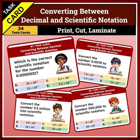 Teks Math 8 2c Task Card Converting Between Decimal And Scientific Notation