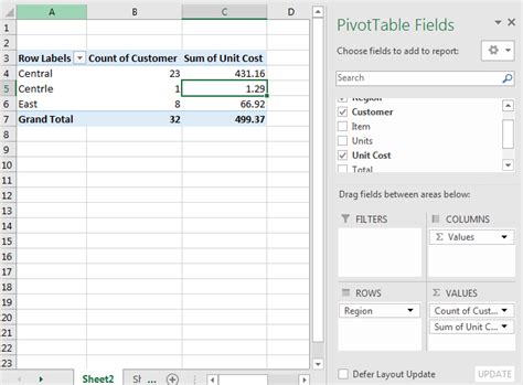 pivottables in excel 2010 simplifying the calculation