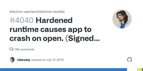 hardened runtime causes app to crash on open signed and notarized