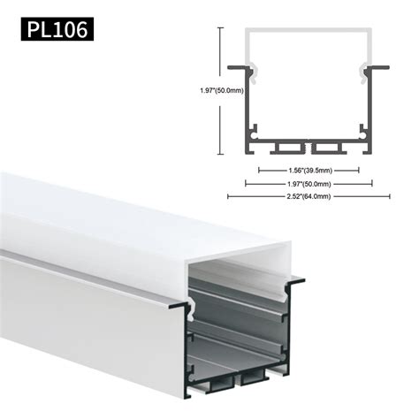 64 50mm Recessed Profile Linear Lamp Diffuser Extrusion Linear Light Profile Pl106