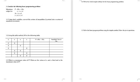 solved 1 4 write the initial simplex tableau for the linear