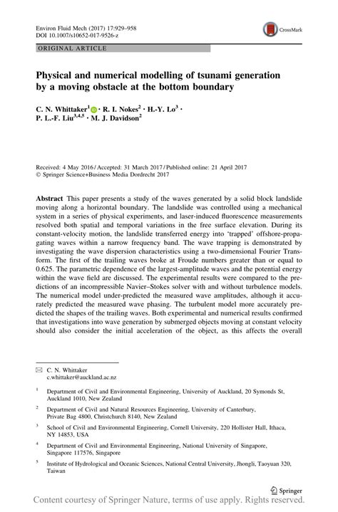 Physical And Numerical Modelling Of Tsunami Generation By A Moving Obstacle At The Bottom