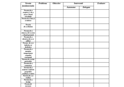 Model Plan De Ingrijire Tip Tabel Pdf