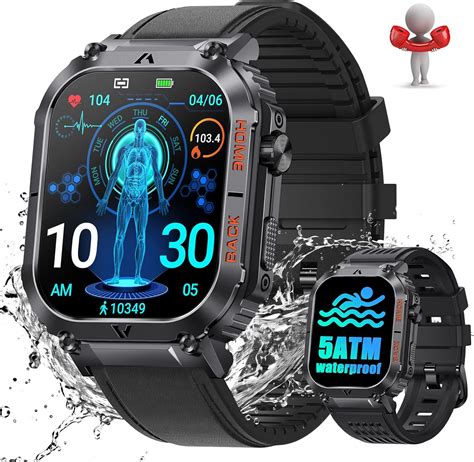 Military Smart Watch For Men With Call 5atm Waterproof