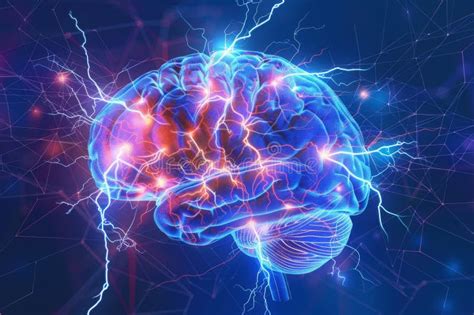 Stylized Digital Image Of A Glowing Human Brain With Neural Connections Stock Illustration