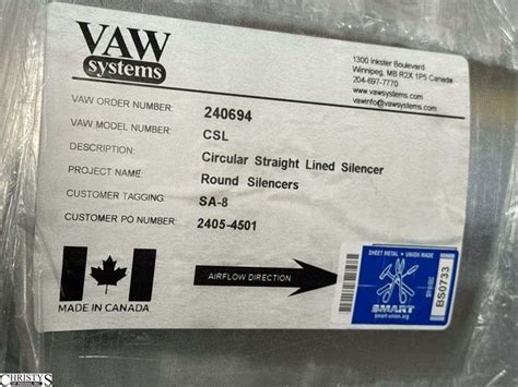 Pallet Of 4 Vaw Systems Circular Straight Lined Silencers Model Csl